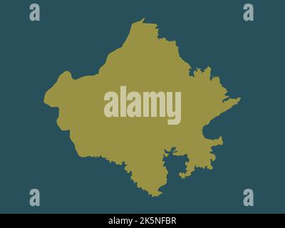Rajasthan, state of India. Solid color shape. Locations and names of ...
