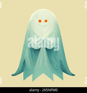 Cartoon ghost simple. Fairy tale character. Simple picture. Digital ...
