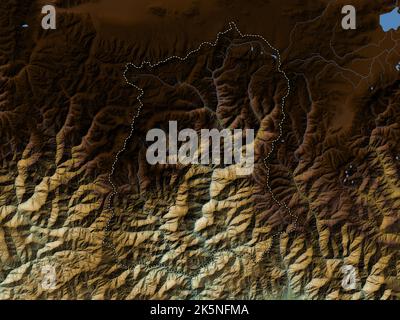 Sikkim, state of India. Colored elevation map with lakes and rivers ...