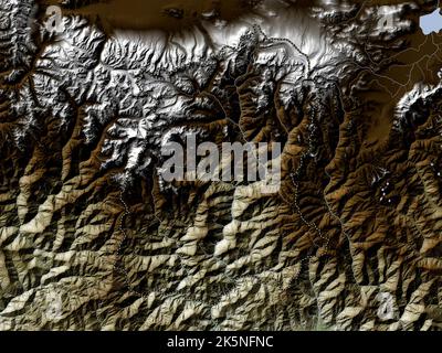 Sikkim, state of India. Colored elevation map with lakes and rivers ...
