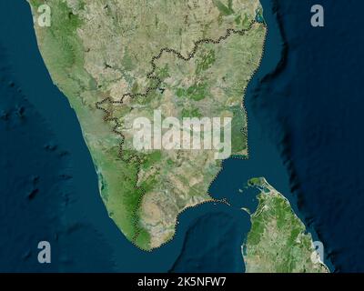 Tamil Nadu, state of India. High resolution satellite map. Locations of ...