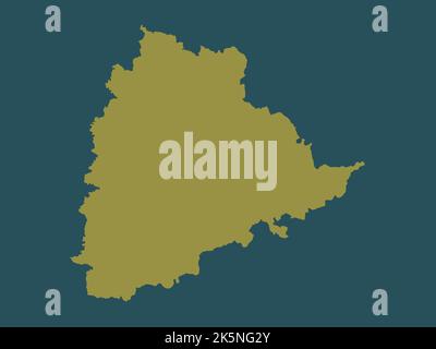 Telangana, state of India. Solid color shape. Locations of major cities ...