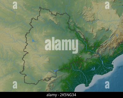 Telangana, state of India. Elevation map colored in wiki style with ...