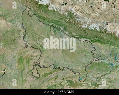 Uttar Pradesh, state of India. High resolution satellite map. Locations ...