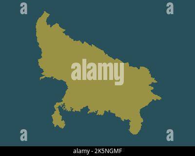 Uttar Pradesh, state of India. Solid color shape. Locations of major ...