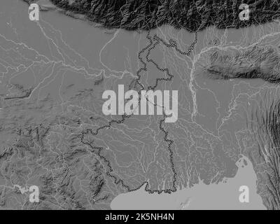 West Bengal, state of India. Bilevel elevation map with lakes and ...