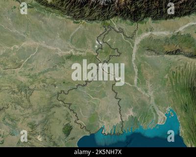 West Bengal, state of India. Low resolution satellite map. Locations ...