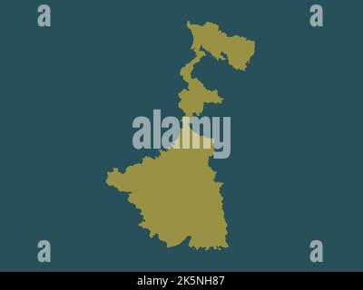 Shape of West Bengal, state of India, with its capital isolated on ...