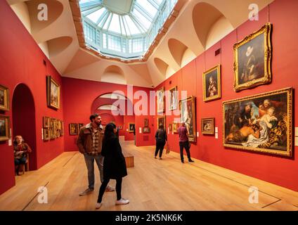 Red-walled interior of the Dulwich Picture Gallery in Gallery Rd ...