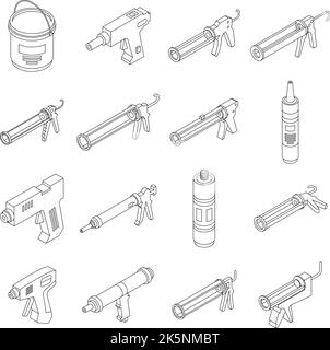 Silicone gun vector illustration of 3d sealant gun tool. Realistic ...