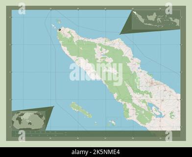 Aceh, autonomous province of Indonesia. Open Street Map. Locations and ...