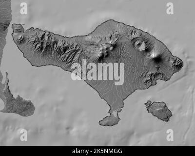 Bali, province of Indonesia. Bilevel elevation map with lakes and ...