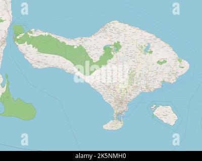 Bali, province of Indonesia. Open Street Map. Locations and names of ...