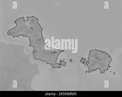 Bangka-Belitung, province of Indonesia. Grayscale elevation map with ...