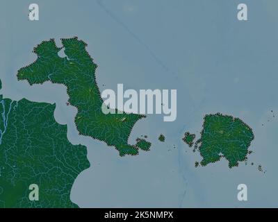 Bangka-Belitung, province of Indonesia. Colored elevation map with ...