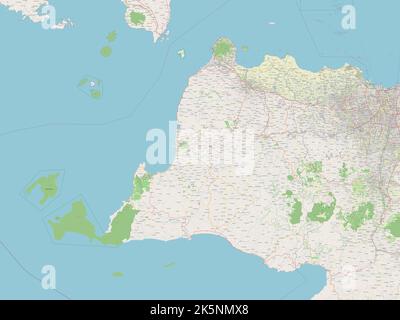 Banten, province of Indonesia. Open Street Map. Locations and names of ...