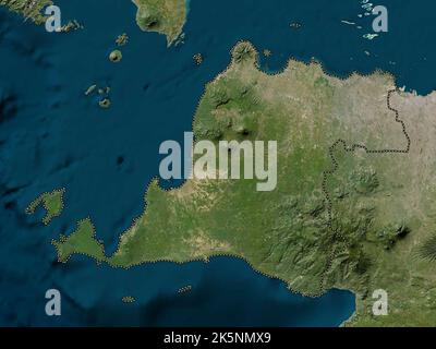 Banten, province of Indonesia. Low resolution satellite map. Locations ...