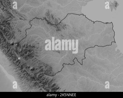 Jambi, province of Indonesia. Grayscale elevation map with lakes and ...