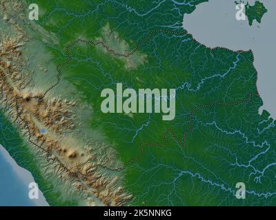 Jambi, province of Indonesia. Colored elevation map with lakes and ...