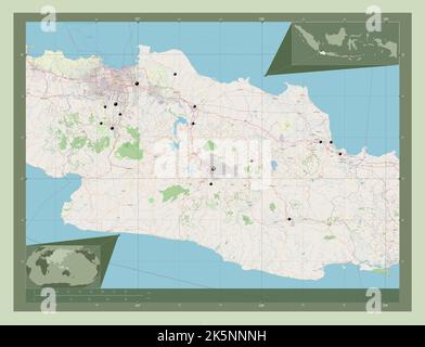 Jawa Barat, province of Indonesia. Open Street Map. Locations and names ...