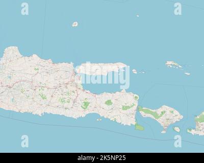 Jawa Timur, province of Indonesia. Open Street Map. Locations of major ...