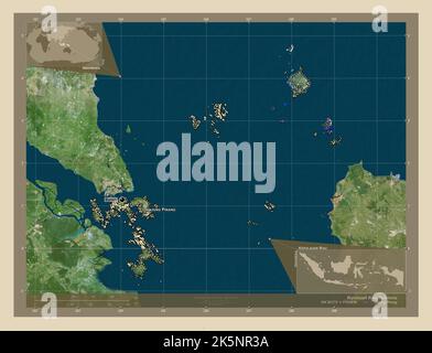 Riau, province of Indonesia. High resolution satellite map. Locations ...