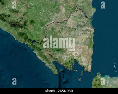 Lampung, province of Indonesia. High resolution satellite map. Corner ...