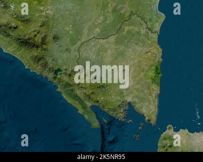 Lampung, province of Indonesia. Low resolution satellite map. Locations ...