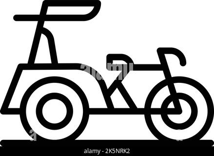 Carriage trishaw icon outline vector. Indian bike. Ancient tuk color ...