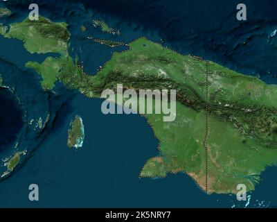 Papua, province of Indonesia. High resolution satellite map. Locations ...
