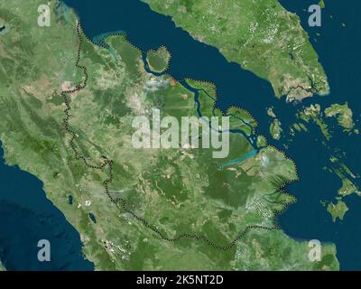 Riau, province of Indonesia. High resolution satellite map. Locations ...