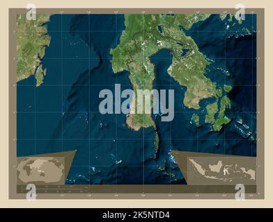 Sulawesi Selatan, province of Indonesia. High resolution satellite map ...