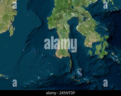 Sulawesi Selatan, province of Indonesia. High resolution satellite map. Locations and names of ...