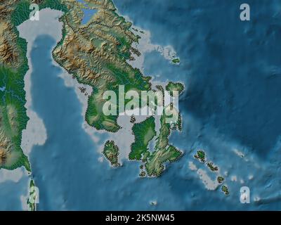 Sulawesi Tenggara, province of Indonesia. Colored elevation map with ...