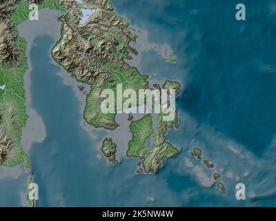 Sulawesi Tenggara, province of Indonesia. Colored elevation map with ...