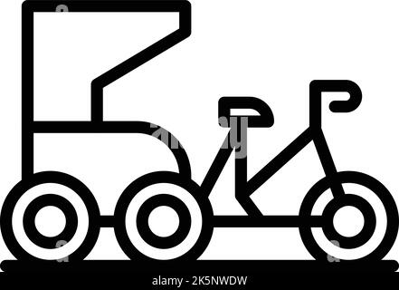 Indonesia trishaw icon outline vector. Old bike. Asian car color flat ...