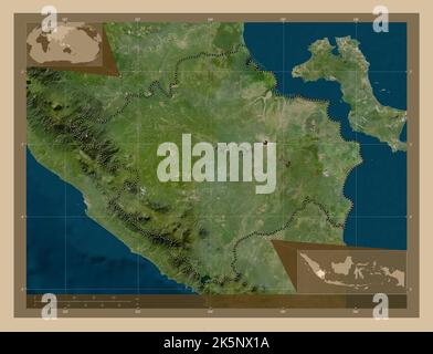 Sumatera Selatan, province of Indonesia. Low resolution satellite map ...