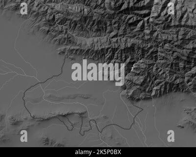 Alborz, province of Iran. Grayscale elevation map with lakes and rivers ...