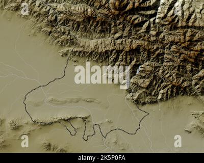 Alborz, province of Iran. Colored elevation map with lakes and rivers ...