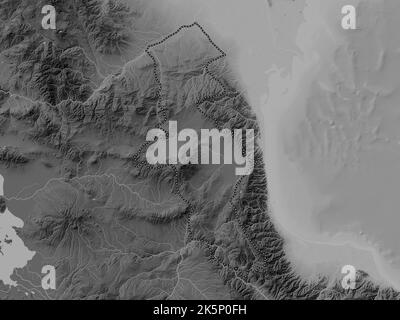 Ardebil, province of Iran. Grayscale elevation map with lakes and ...