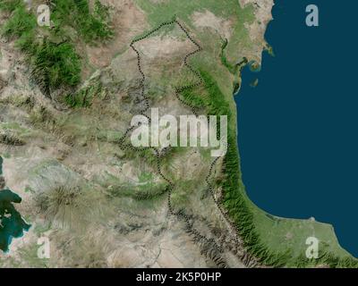 Ardebil, province of Iran. High resolution satellite map. Locations of ...