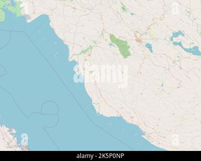 Bushehr, province of Iran. Open Street Map. Corner auxiliary location ...