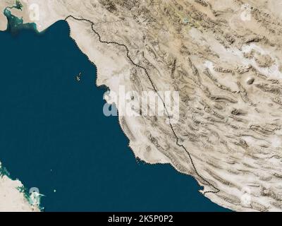 Bushehr, province of Iran. Low resolution satellite map. Corner ...