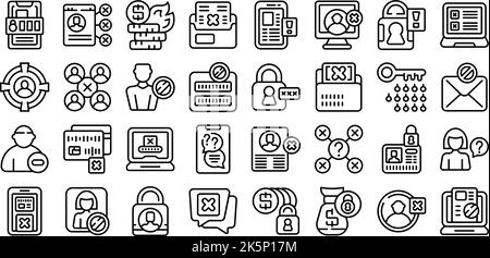 Account blocking icons set outline vector. Delete ban. Block atm color ...