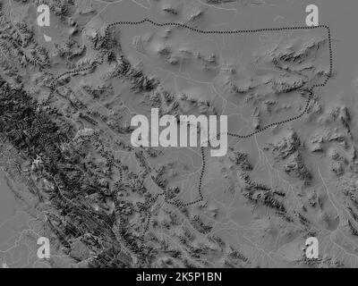 Esfahan, province of Iran. Bilevel elevation map with lakes and rivers ...