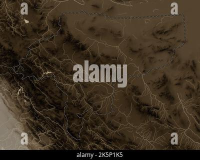 Esfahan, province of Iran. Colored elevation map with lakes and rivers ...