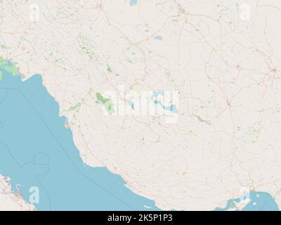 Fars, province of Iran. Open Street Map. Locations and names of major ...