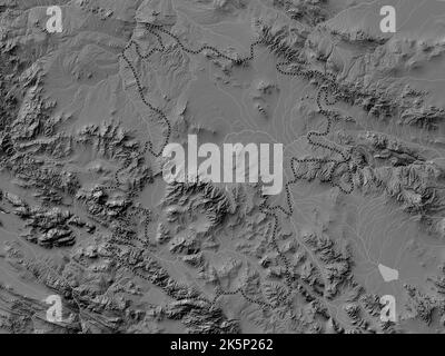 Hamadan, province of Iran. Bilevel elevation map with lakes and rivers ...