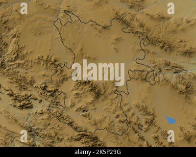 Hamadan, province of Iran. Colored elevation map with lakes and rivers ...