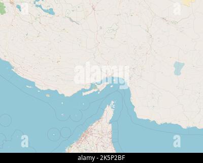 Hormozgan, province of Iran. Open Street Map. Locations and names of ...